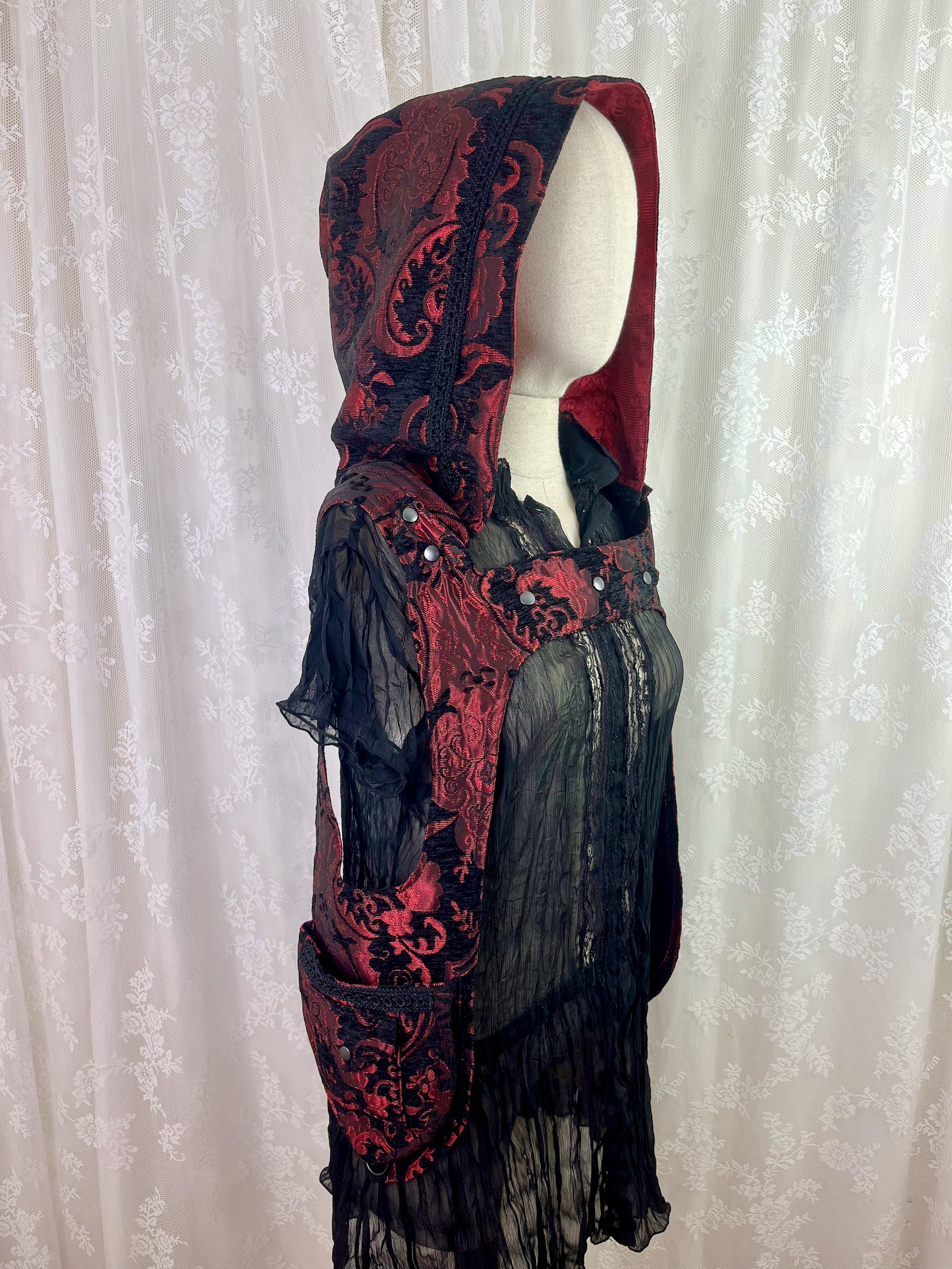 XL Red and black tapestry holster hoodie - steampunk pocket holster ...