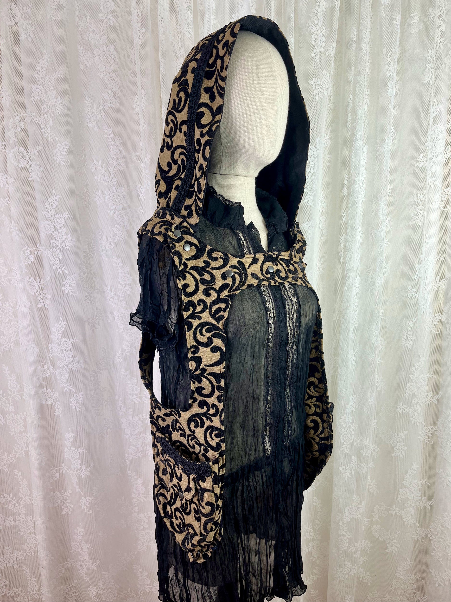 XL Gold and black tapestry holster hoodie - steampunk pocket holster ...