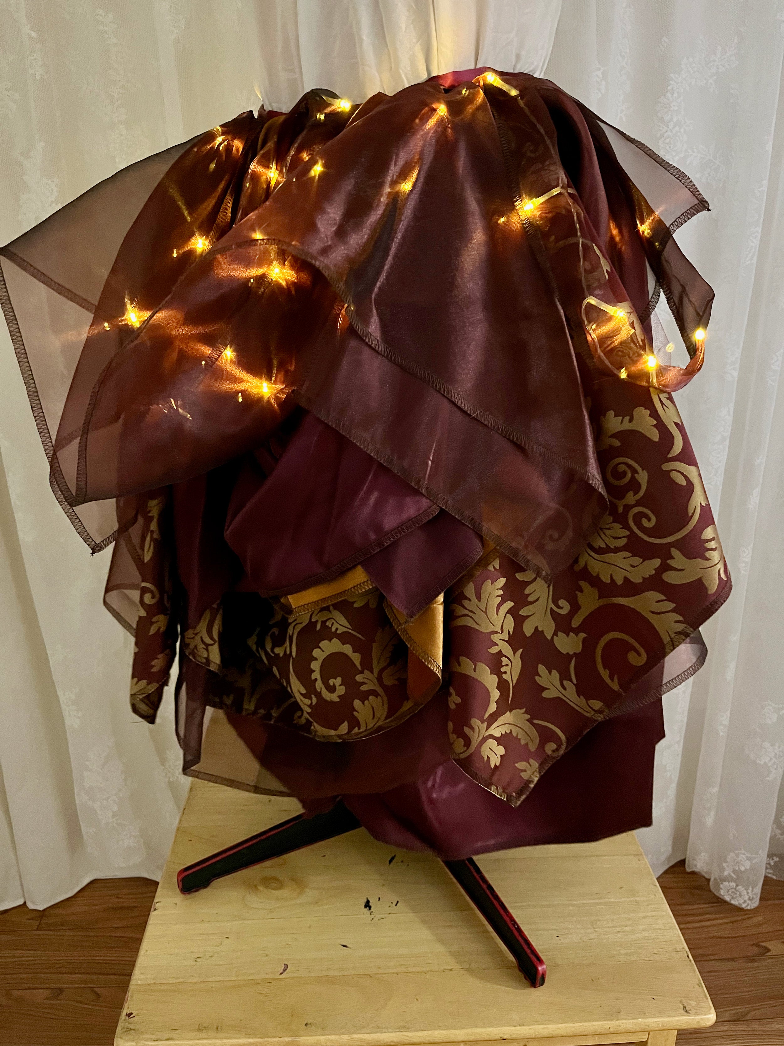White lites burgundy and gold light up bustle - damask Burning festival ...