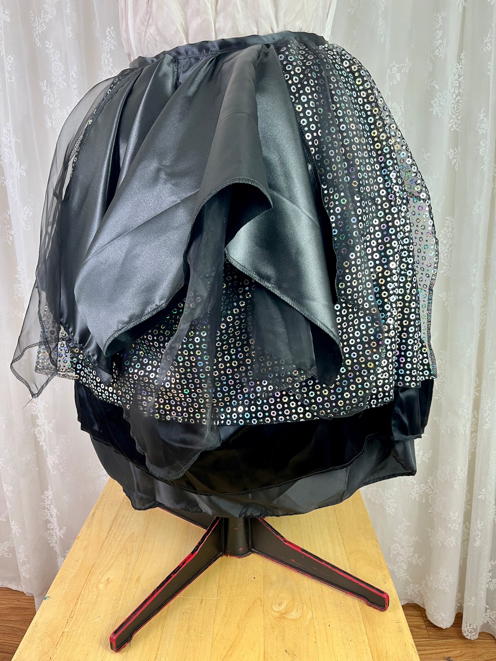 Black bustle skirt - holographic sequins upcycled tutu bustle ...